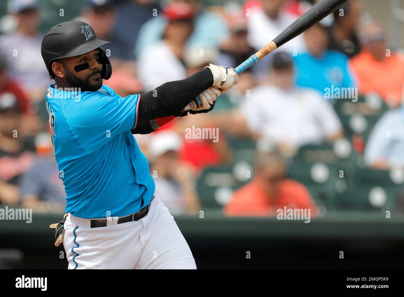 Miami Marlins' Jonathan Villar singles off Washington Nationals pitcher ...
