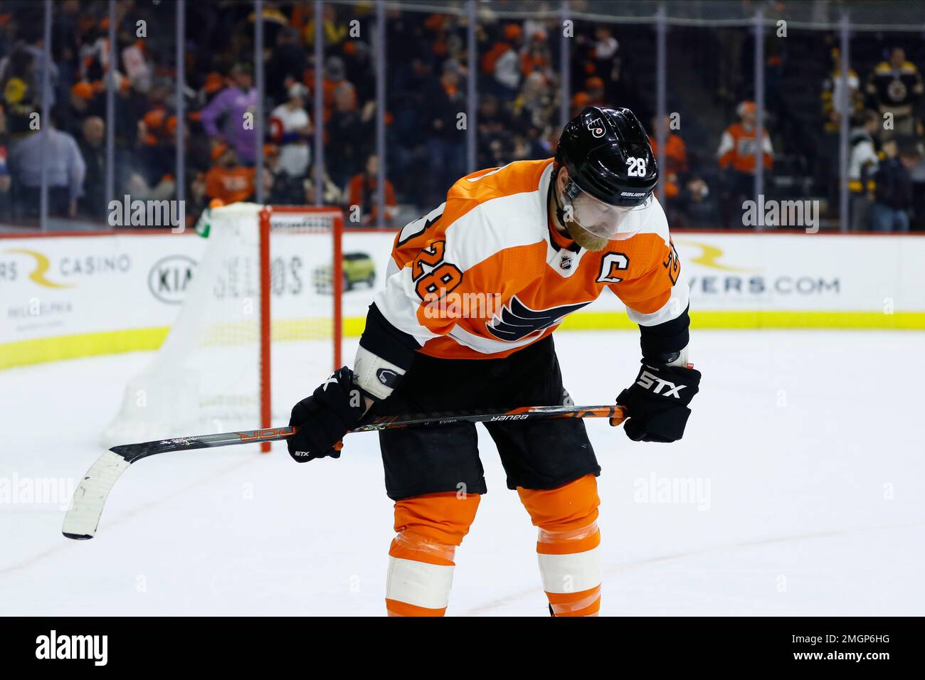 Philadelphia Flyers' Claude Giroux plays during an NHL hockey game ...