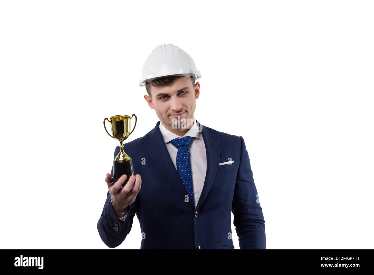 Elegant businessman celebrating trophy hi-res stock photography and ...