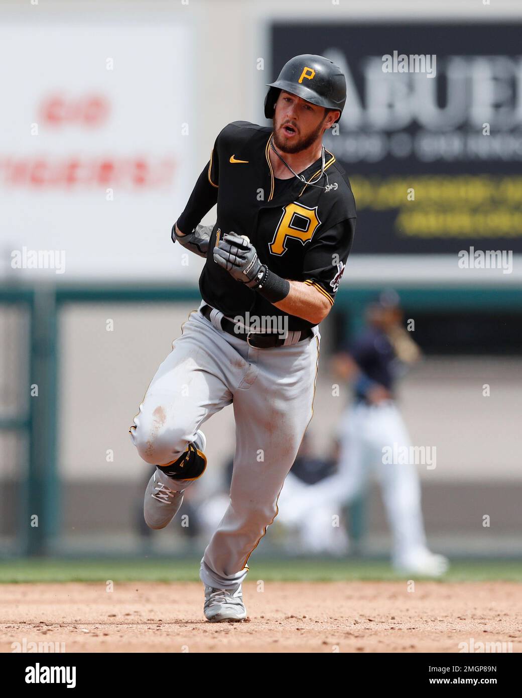 Pittsburgh Pirates' JT Riddle heads to third during a spring training ...