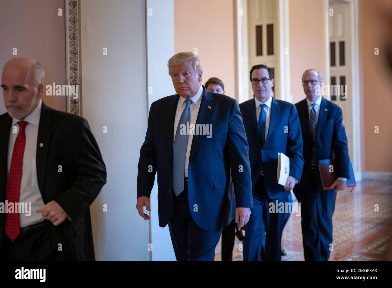 President Donald Trump, joined by Treasury Secretary Steven Mnuchin ...