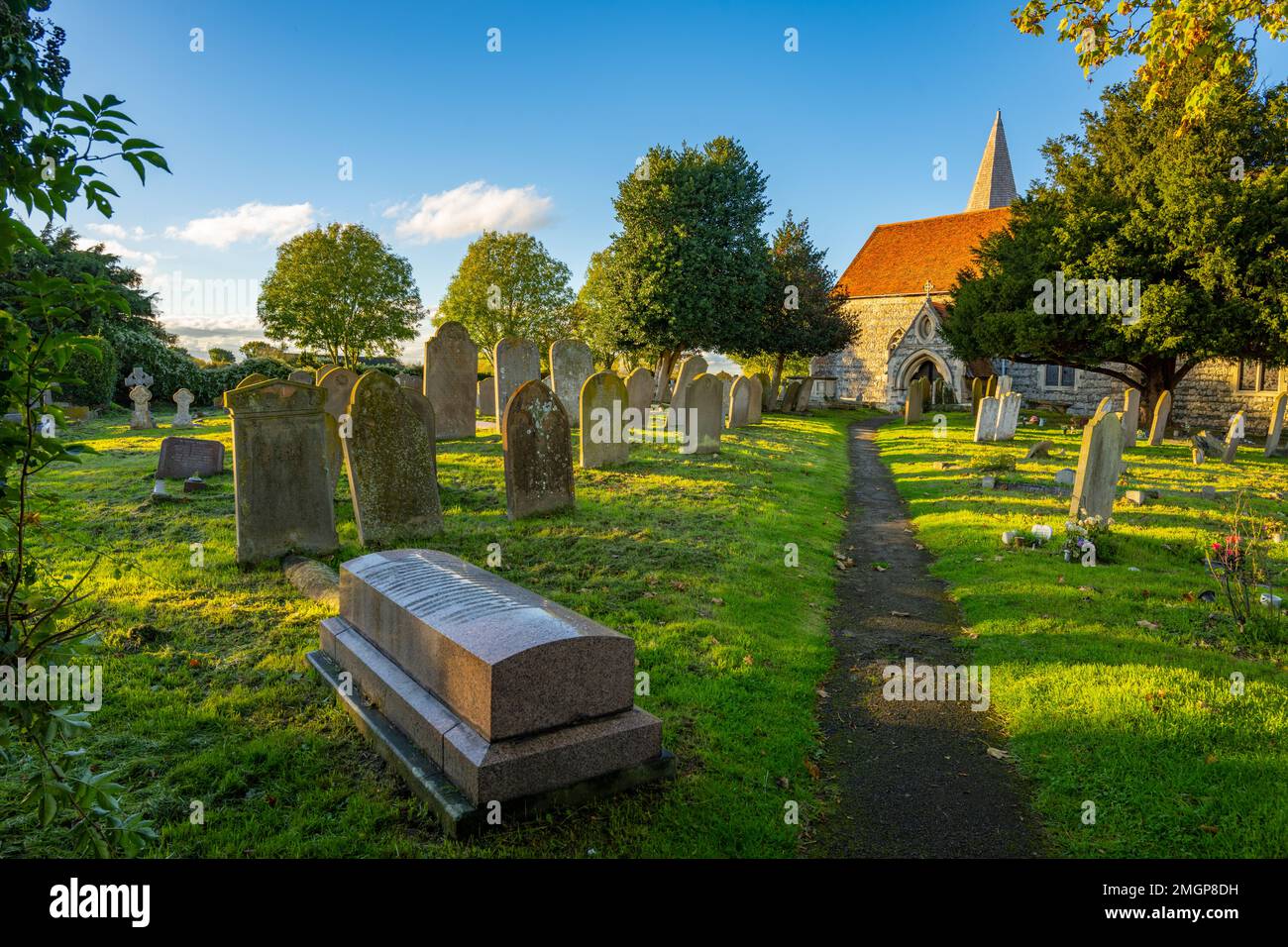The church yard of St Marys church Lower Higham Kent Stock Photo - Alamy