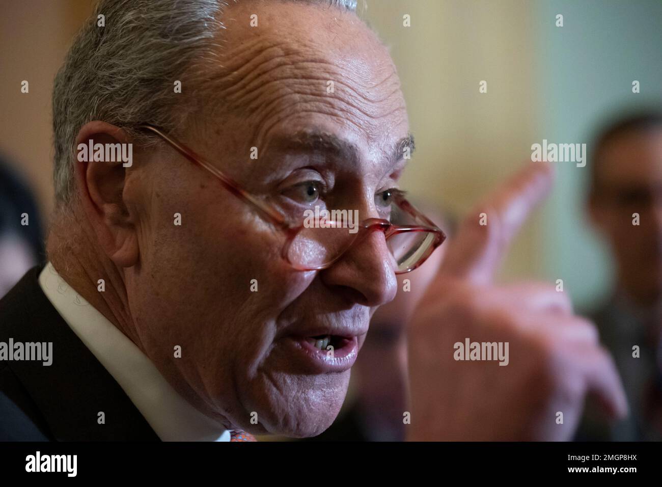 Senate Minority Leader Chuck Schumer of N.Y., speaks about the ...