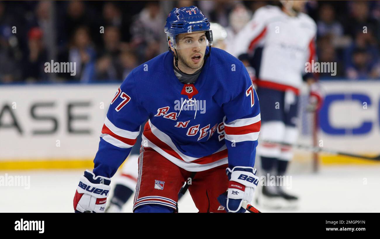 New York Rangers defenseman Tony DeAngelo (77) during the first period ...