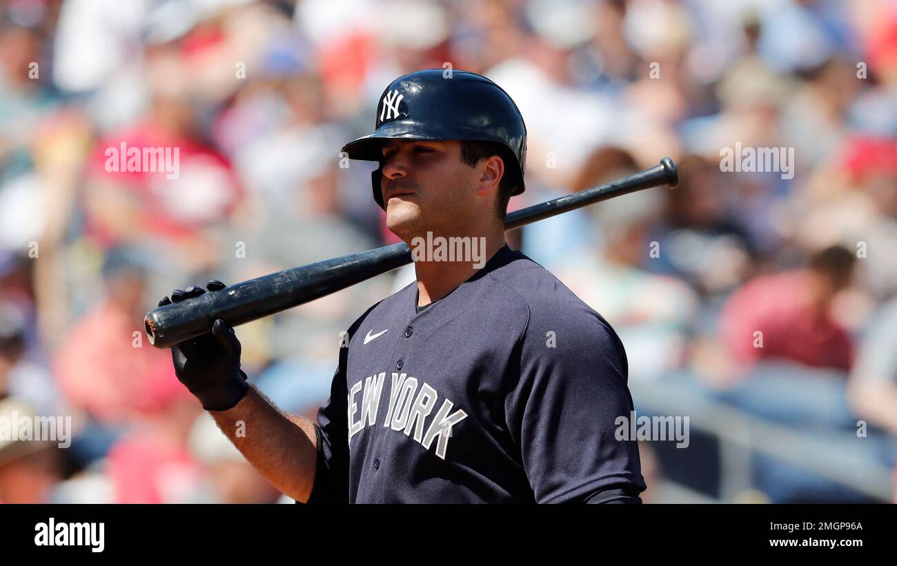 New York Yankees' Mike Ford walks to the dugout during a spring ...