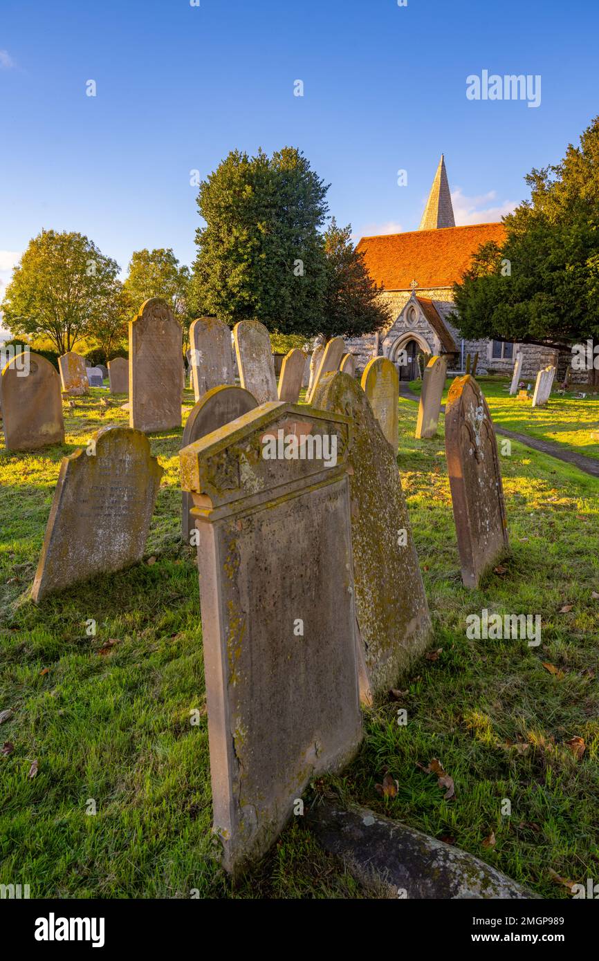 The church yard of St Marys church Lower Higham Kent Stock Photo - Alamy