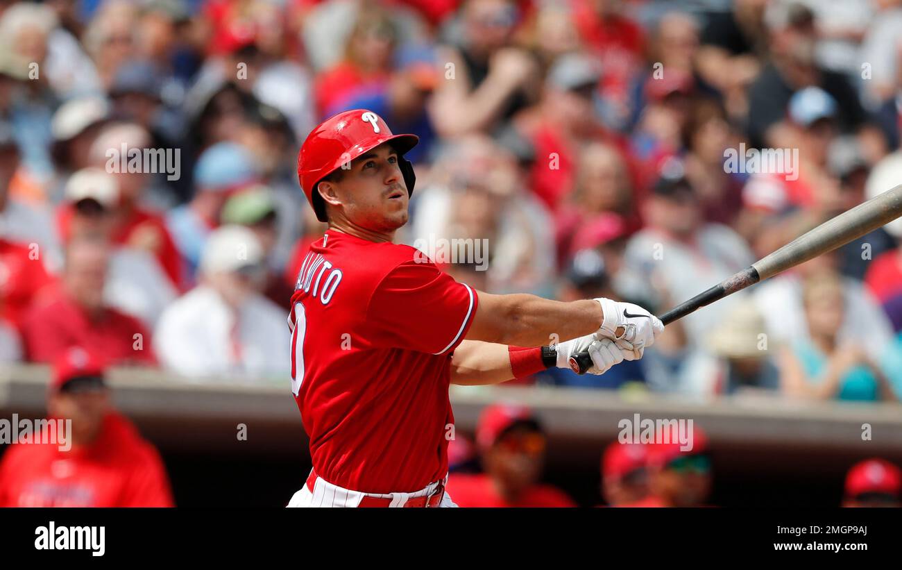 Philadelphia Phillies' J.T. Realmuto bats during a spring training ...