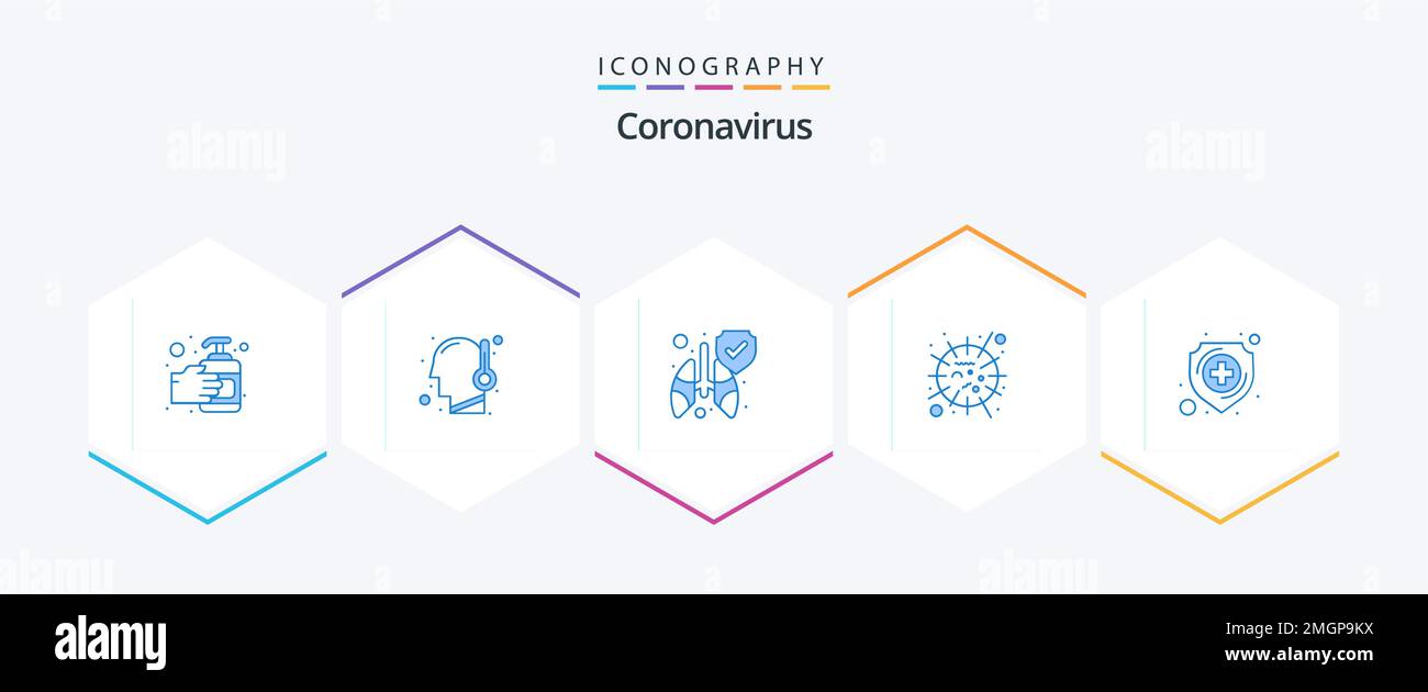 Coronavirus 25 Blue icon pack including medical. protection. lungs ...