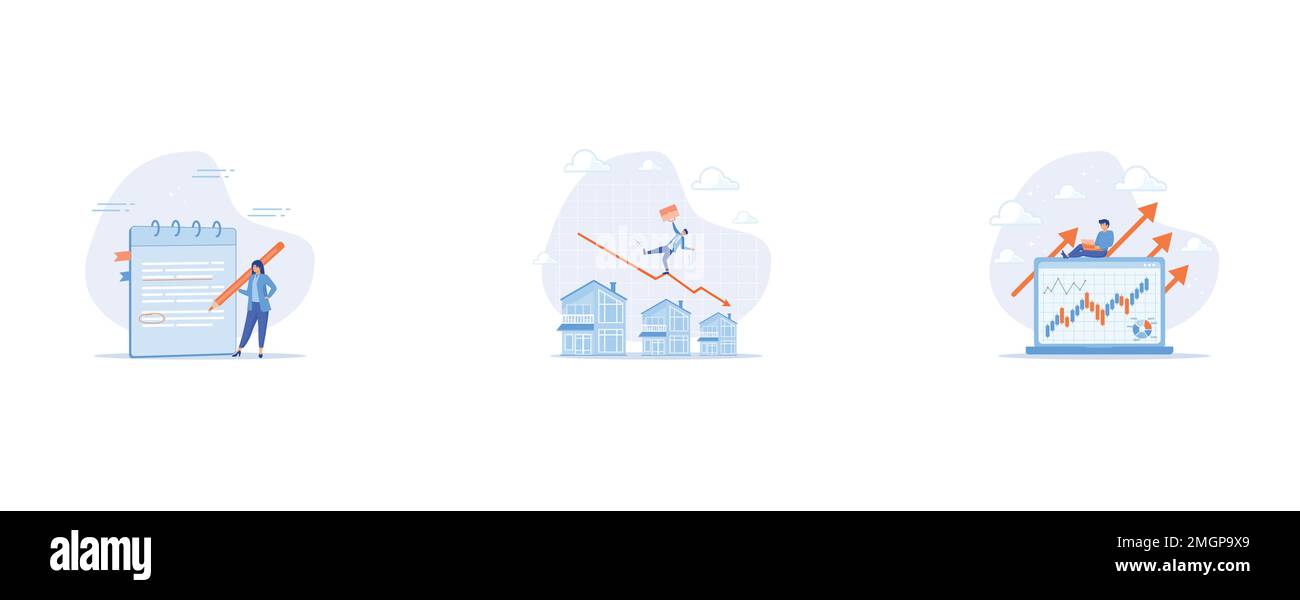 Taking note for study and work, Housing price falling down, technical ...