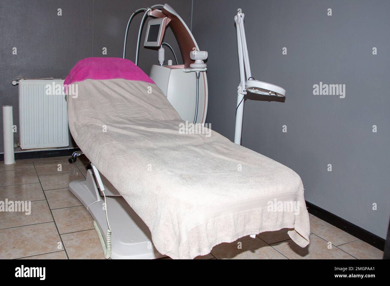 beauty parlor massage room beautician interior with empty bed Stock ...