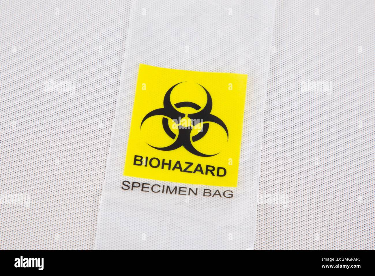 Biohazard specimen bag biological hazard warning sign Stock Photo - Alamy
