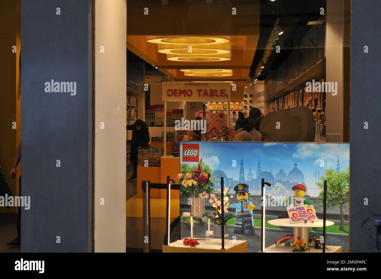 Copenhagen/Denmark/26 January 2023/ Lego bricks store on stroeget on ...