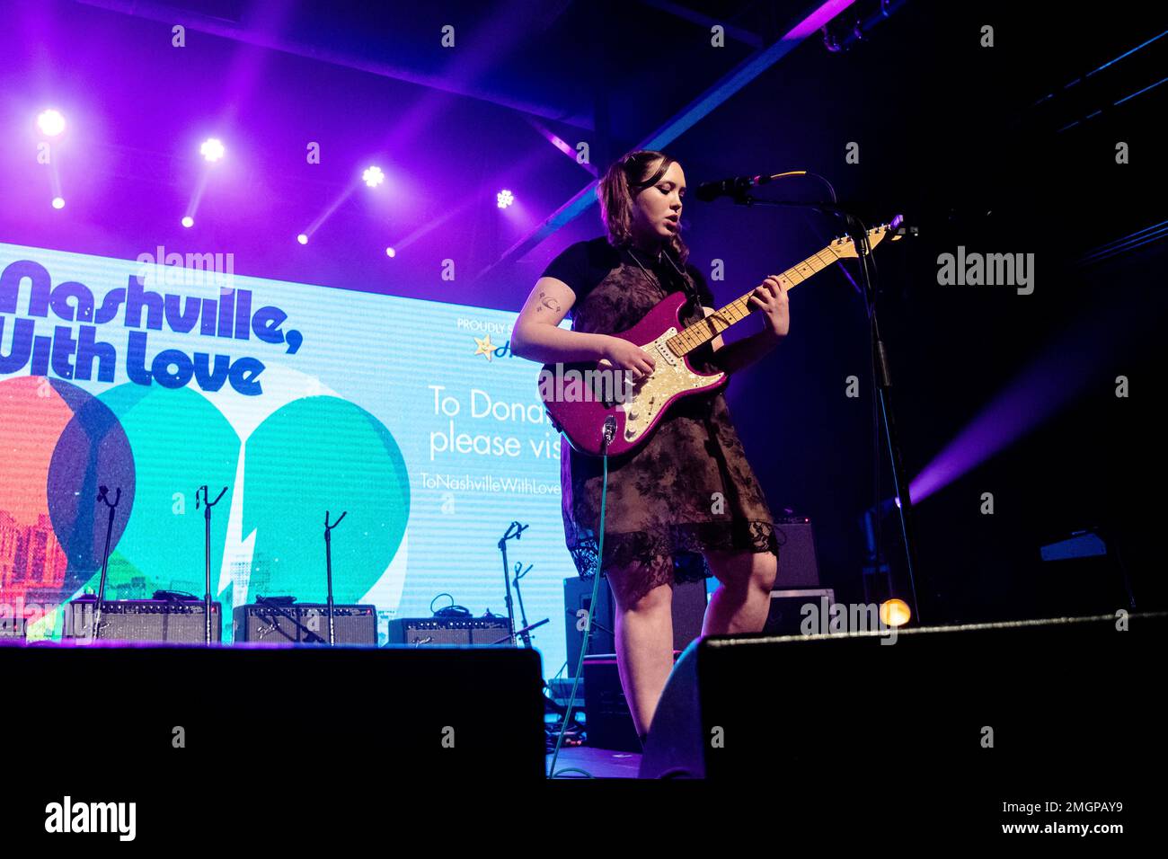 Soccer Mommy performs at the To Nashville, With Love Benefit Concert at ...