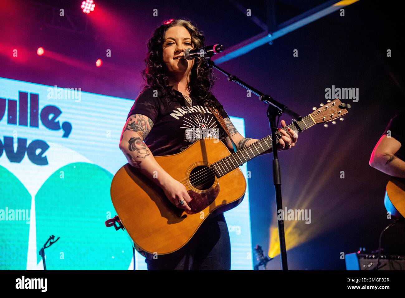 Ashley McBryde performs at the To Nashville, With Love Benefit Concert ...