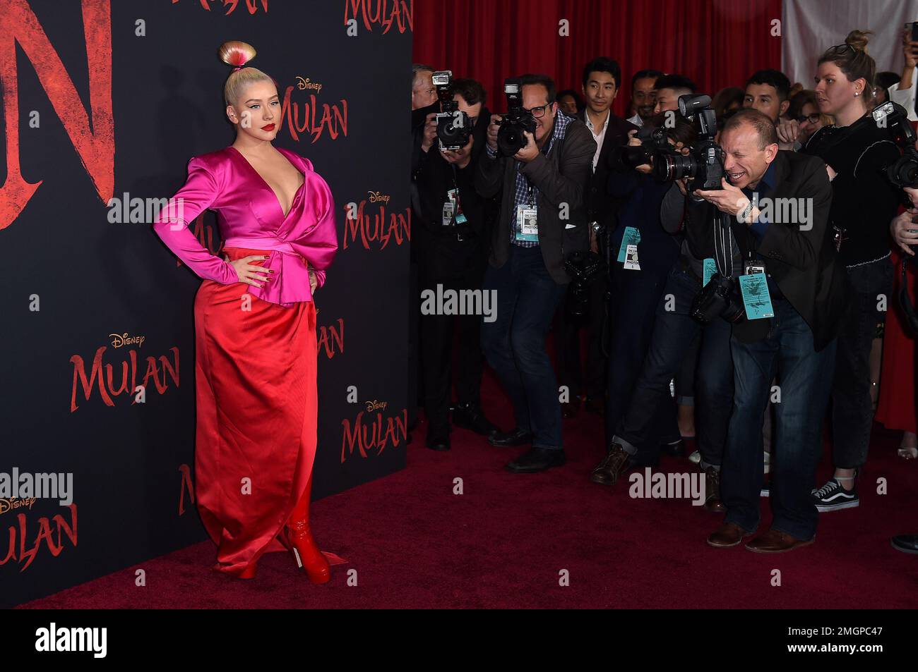 Christina Aguilera arrives at the Los Angeles premiere of "Mulan" at ...