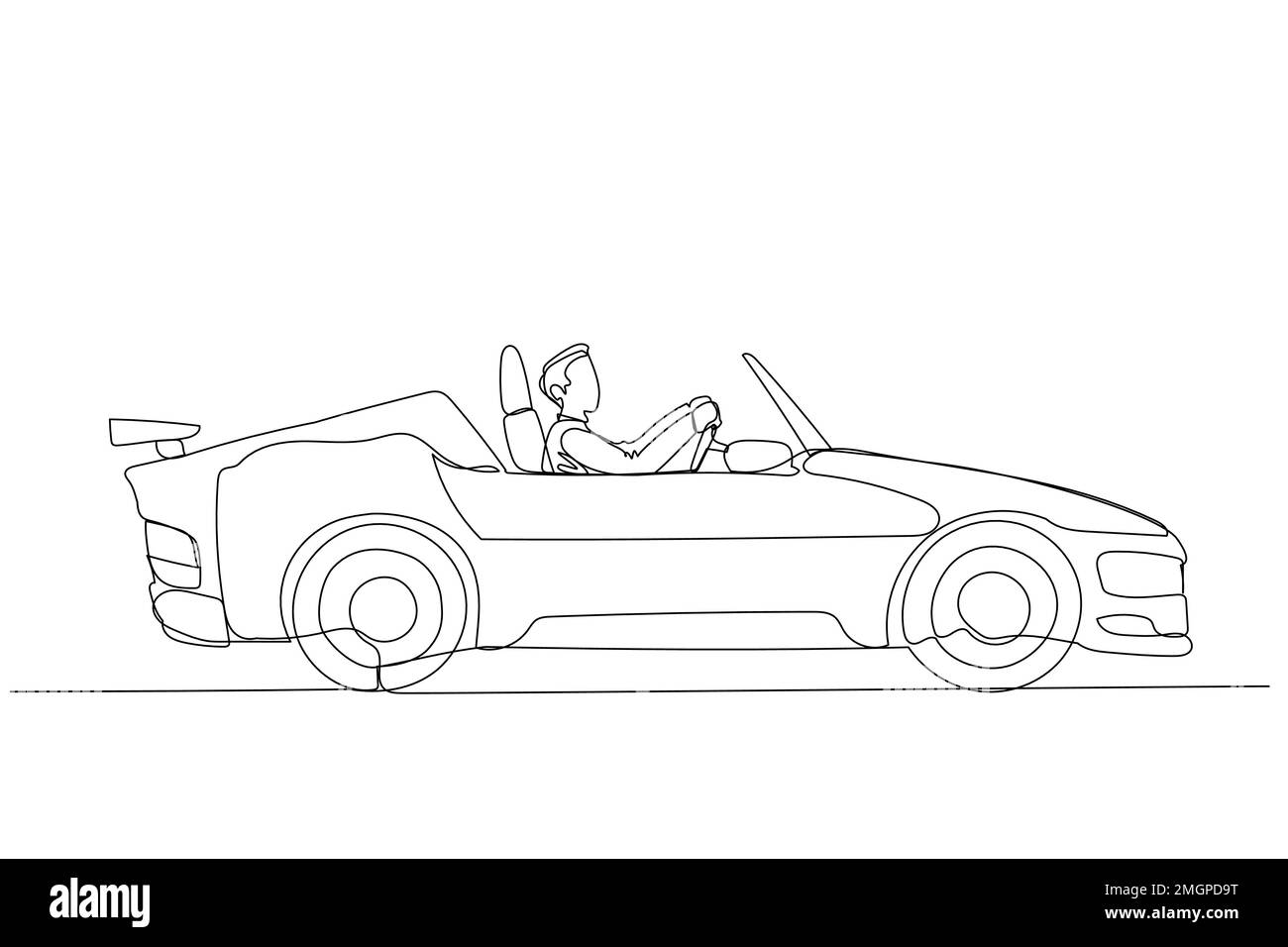 Drawing of businessman riding car concept of manager ready to drive ...