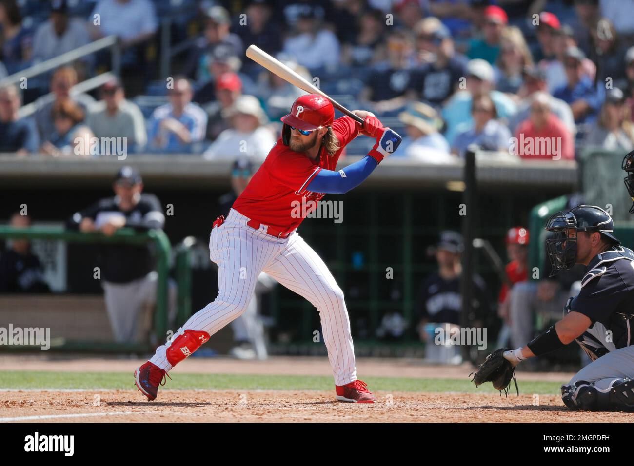 Philadelphia Phillies' Bryce Harper bats during a spring training ...