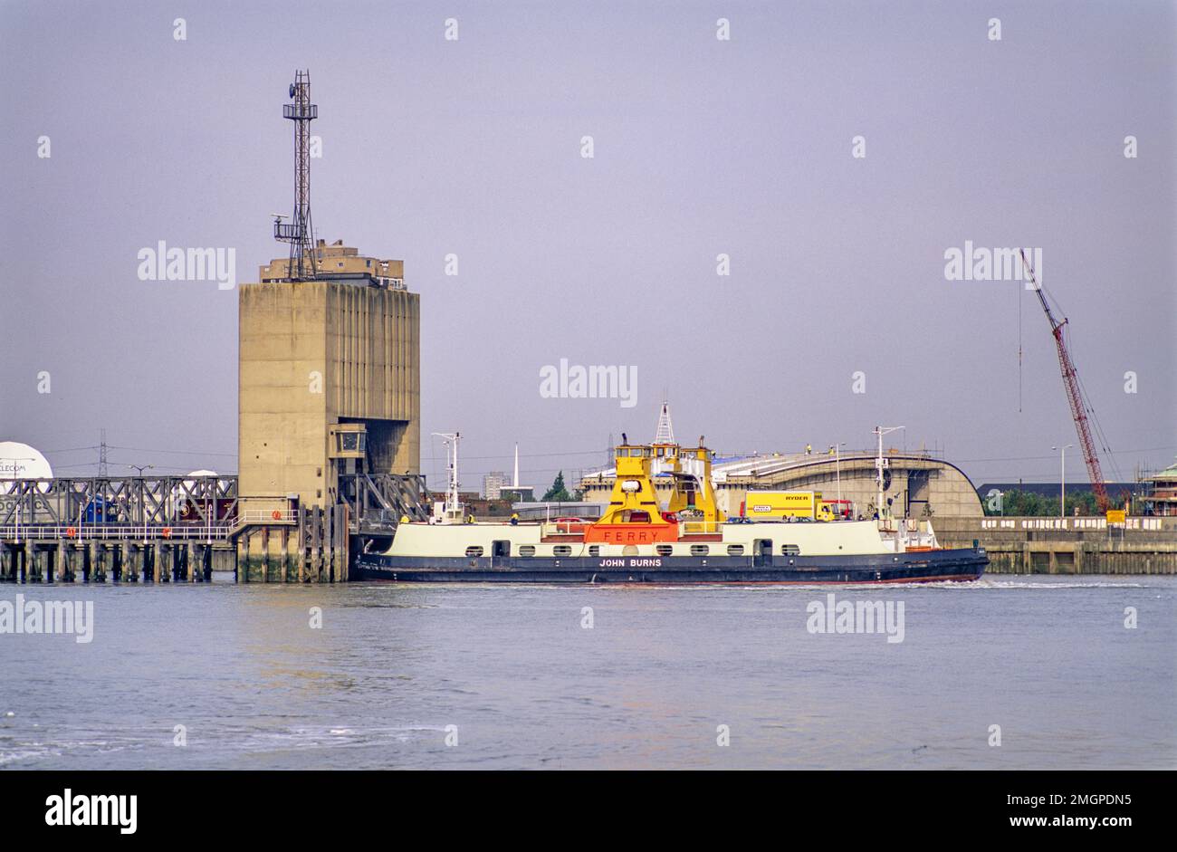 The old Woolwich ferry docked on the north side of the river in 1989 ...