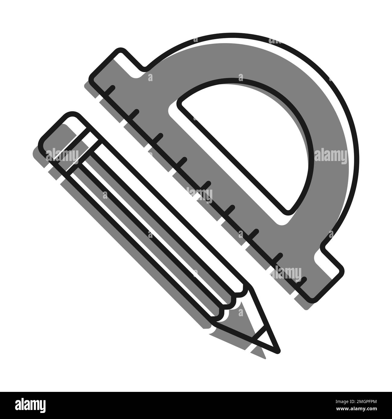 Pencil And School Protractor, Ruler For Sketching In Geometry Lessons ...