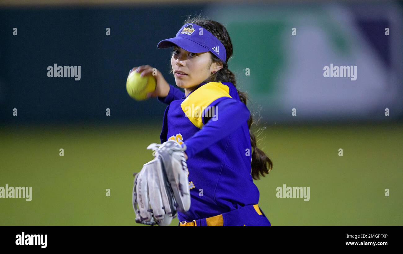 Prairie View A&M infielder Gabrielle Fonseca throws during an NCAA ...