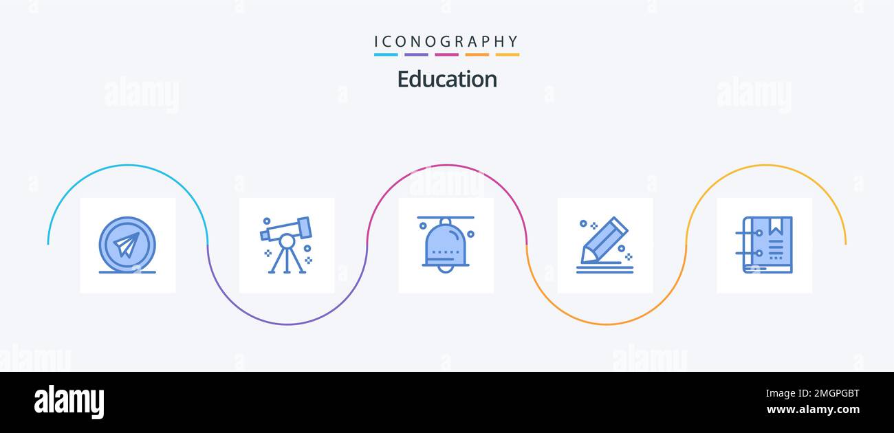 Education Blue 5 Icon Pack Including pencil. compose. science. ring ...