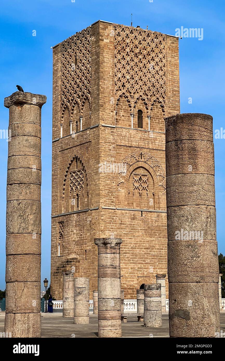 The Hassan Tower and the columns in Rabat, Morocco Stock Photo - Alamy