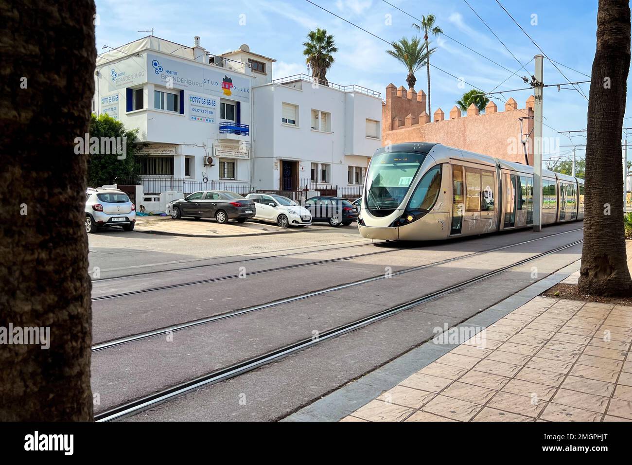 Modern tramway passing on street hi-res stock photography and images ...