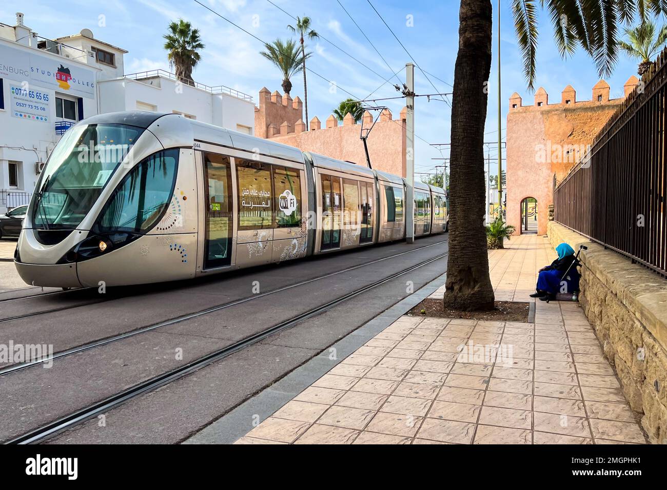 A modern tramway passing on the road in Rabat, Morocco Stock Photo - Alamy