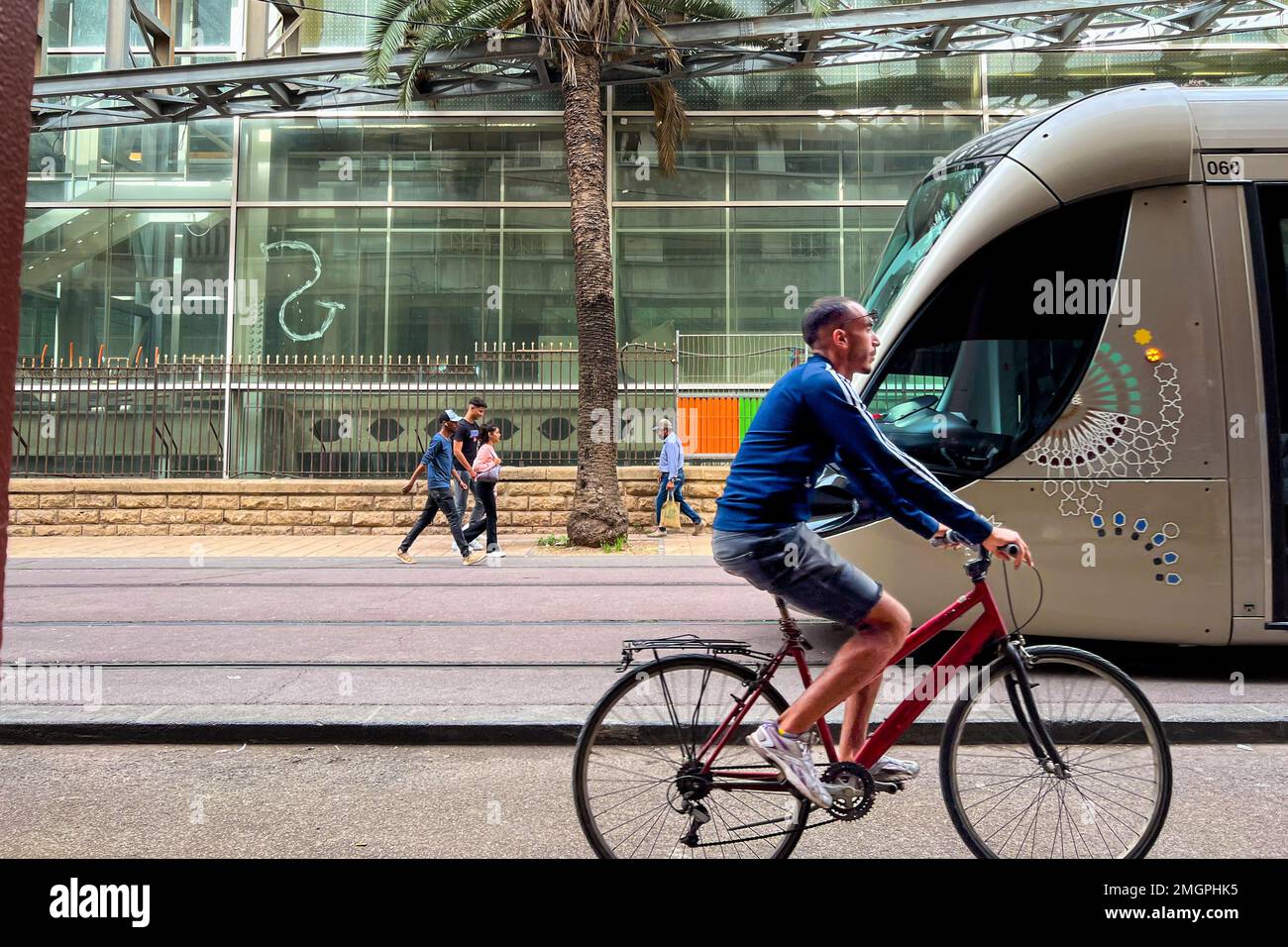 A modern tramway passing on the road in Rabat, Morocco Stock Photo - Alamy