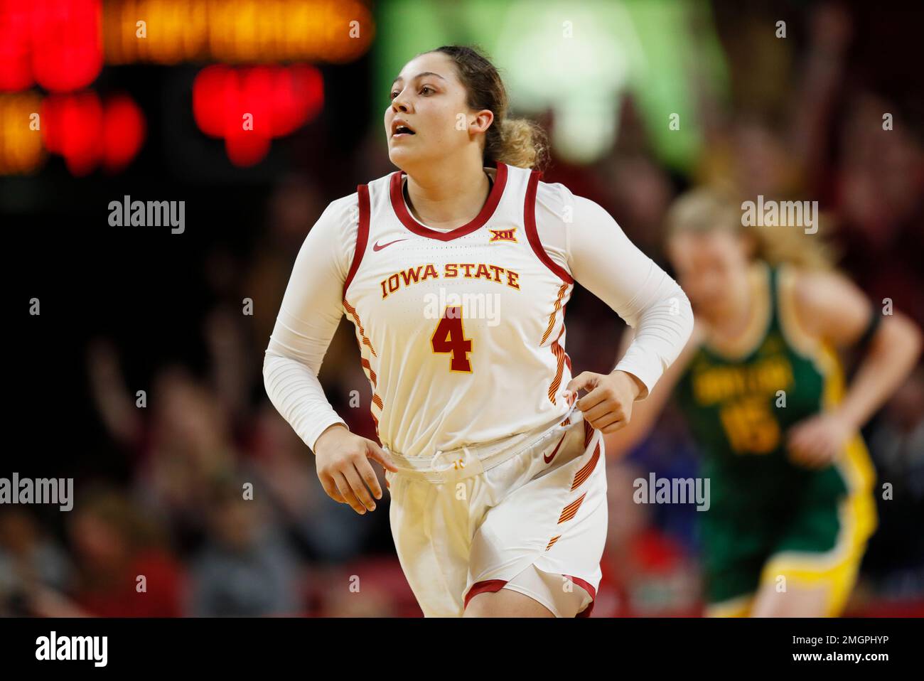 Iowa State guard Rae Johnson runs up court during an NCAA college ...