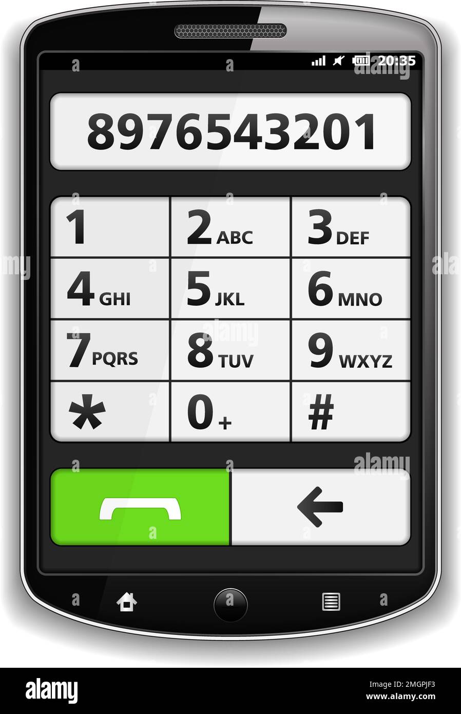 Modern mobile phone with keyboard on the screen, top view, vector eps10 ...