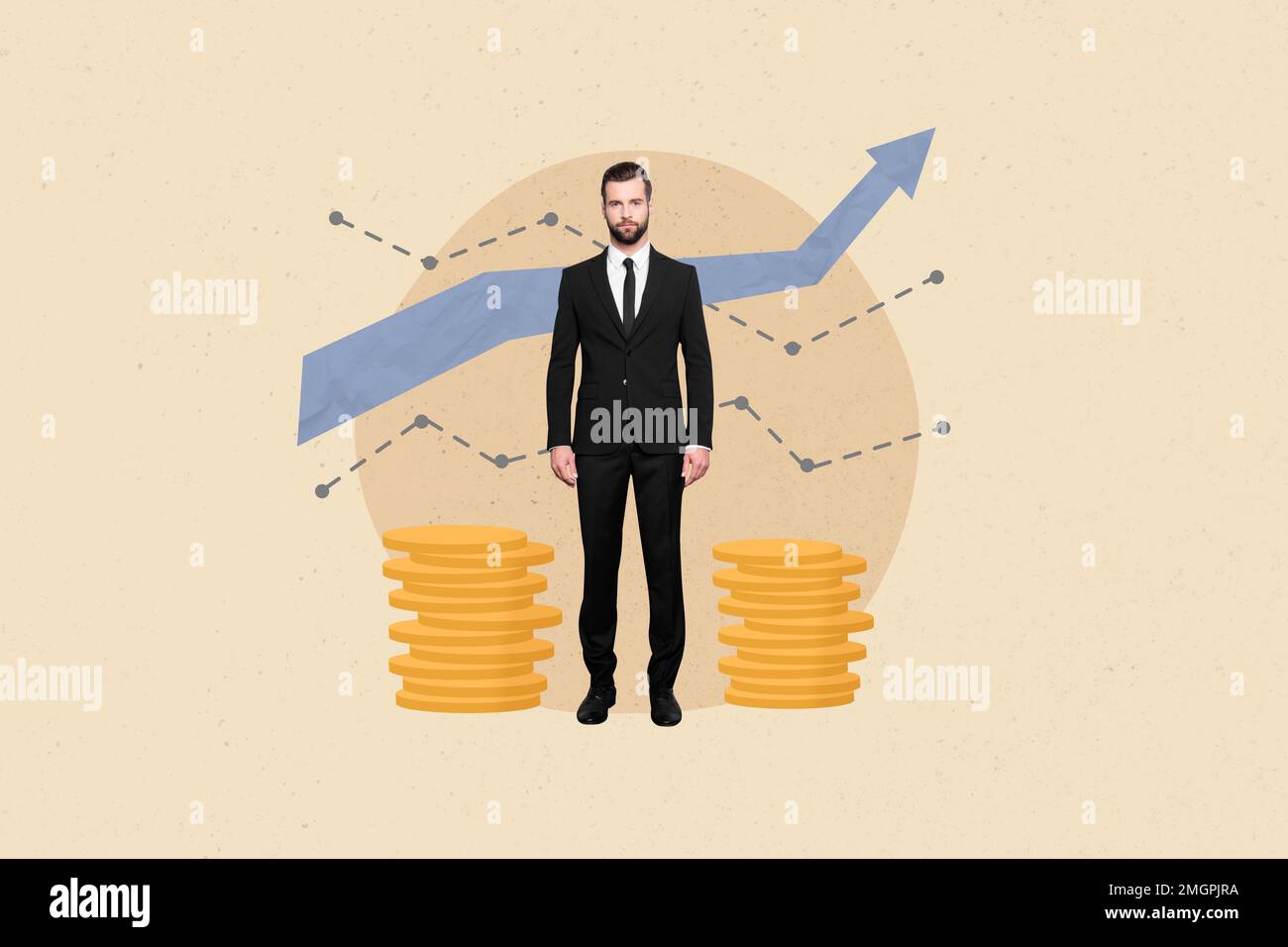 Composite 3d photo collage template professional businessman trader ...