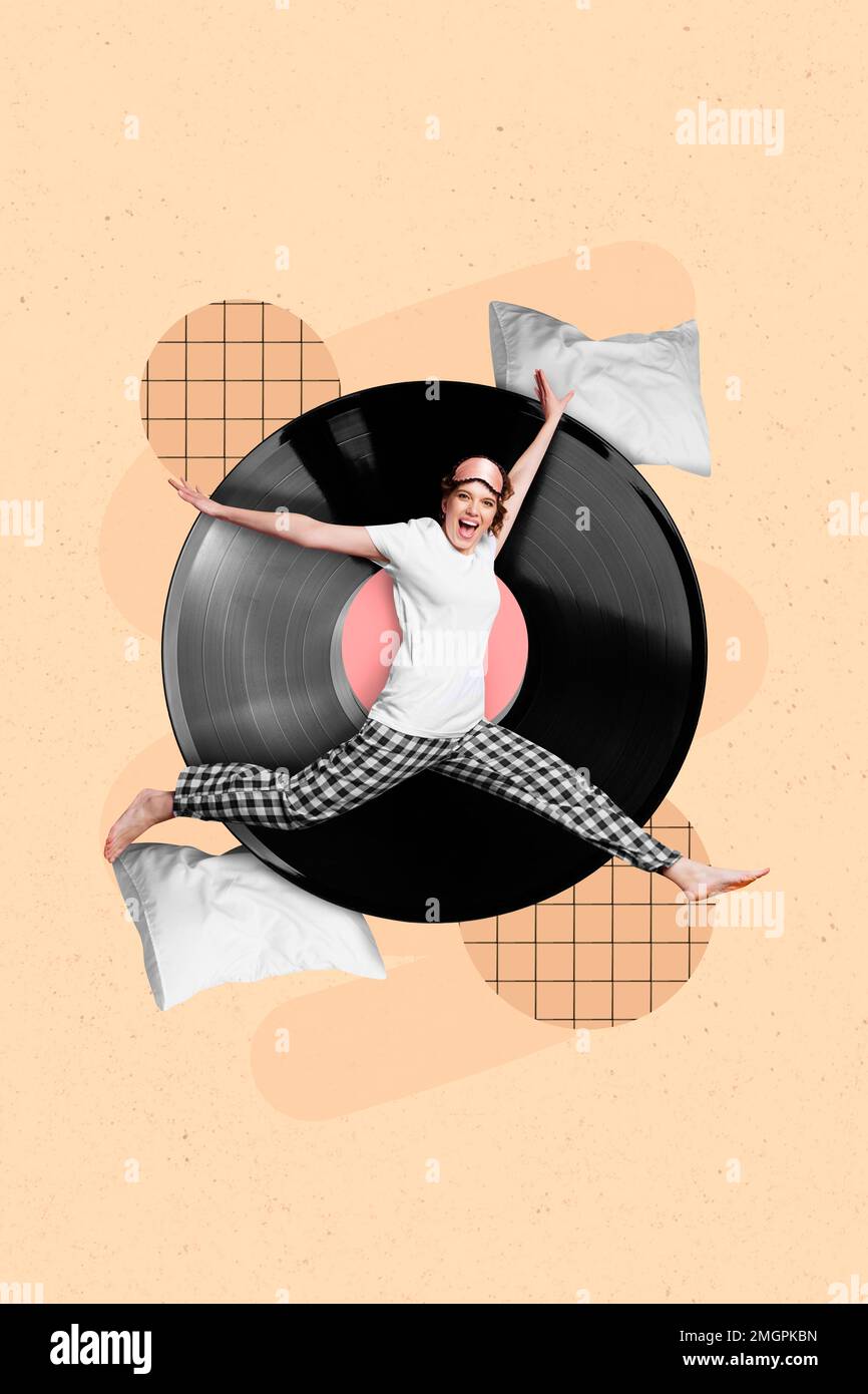 Magazine sketch collage picture photo poster artwork sketch of joyful ...