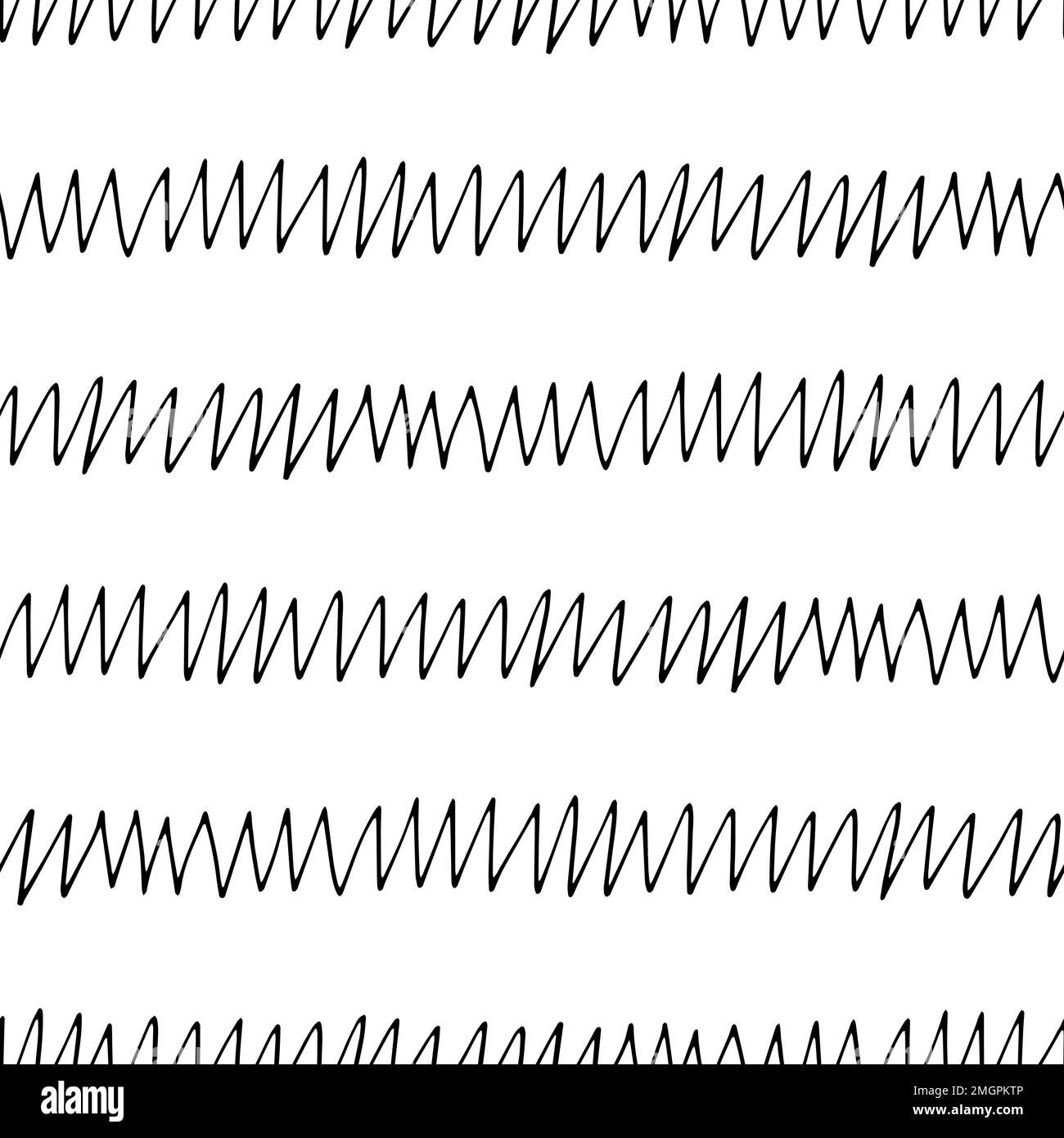 Hand drawn ink doodle simple zigzag pattern. Monochrome colors ...