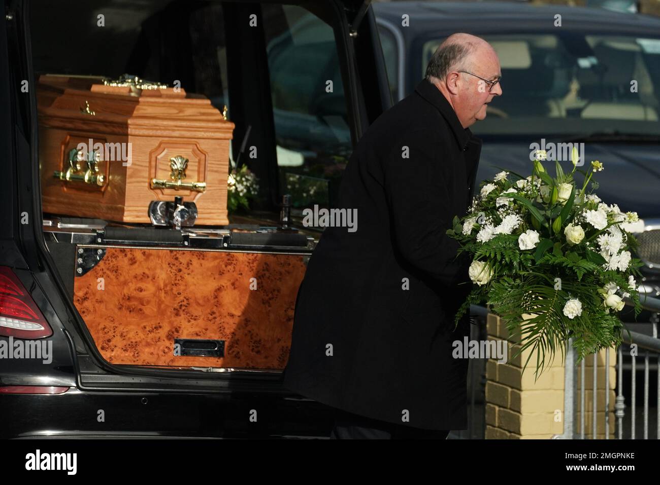 The hearse carrying the coffin of Matthew Healy arrives at St Mary's ...