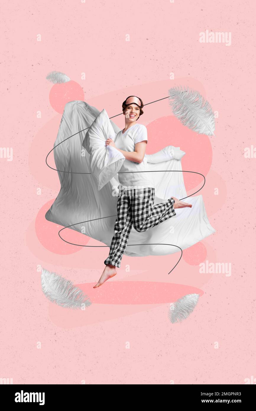 Creative 3d collage picture photo poster sketch of positive lady ...