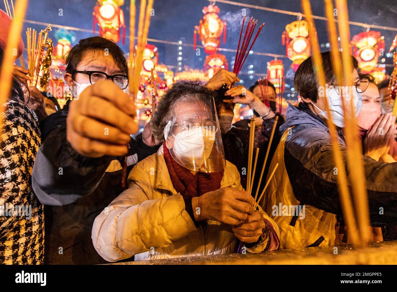 Worshippers burn their first joss sticks in Lunar New Year at the ...