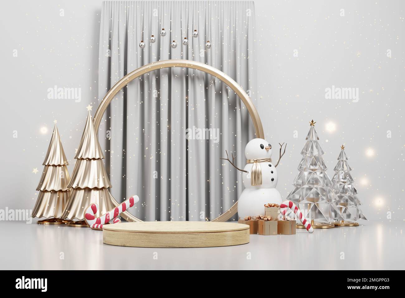 Merry Christmas event product display podium with decoration background ...