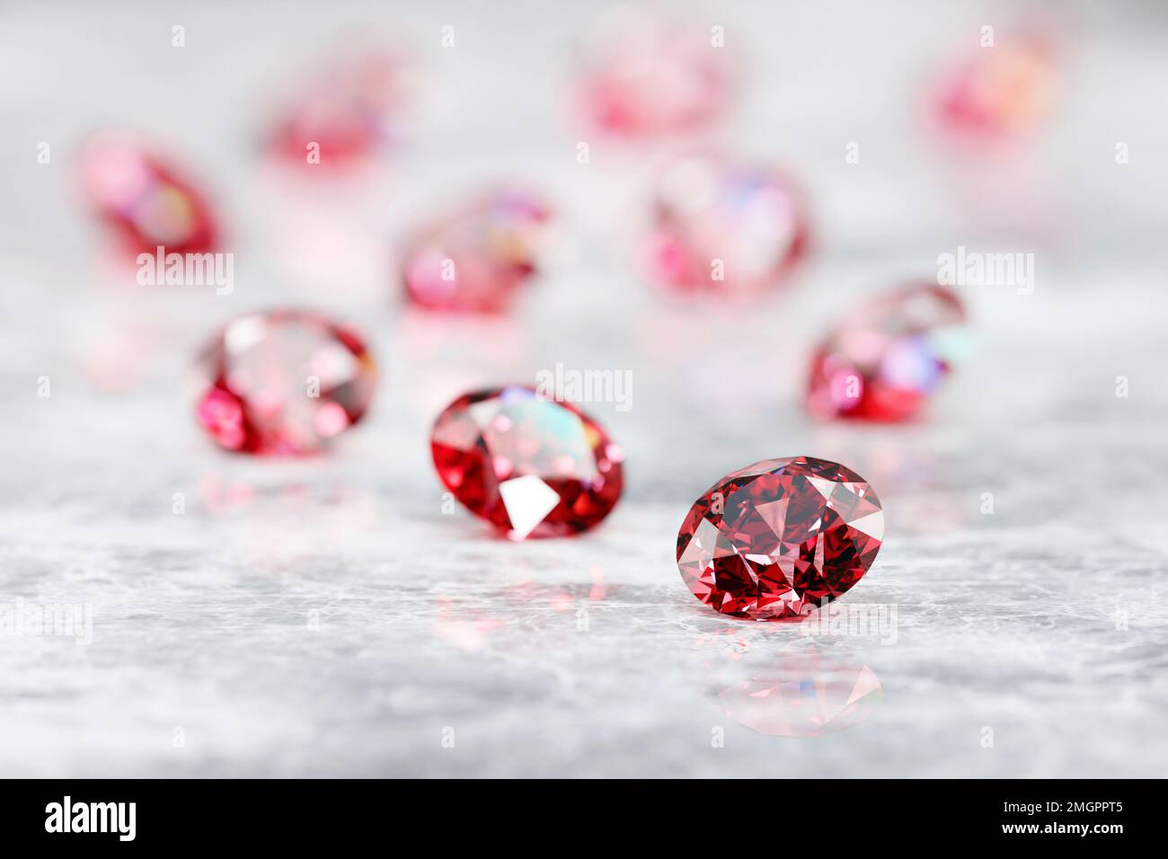Ruby Gem Diamond group placed on glossy background 3d rendering Stock ...
