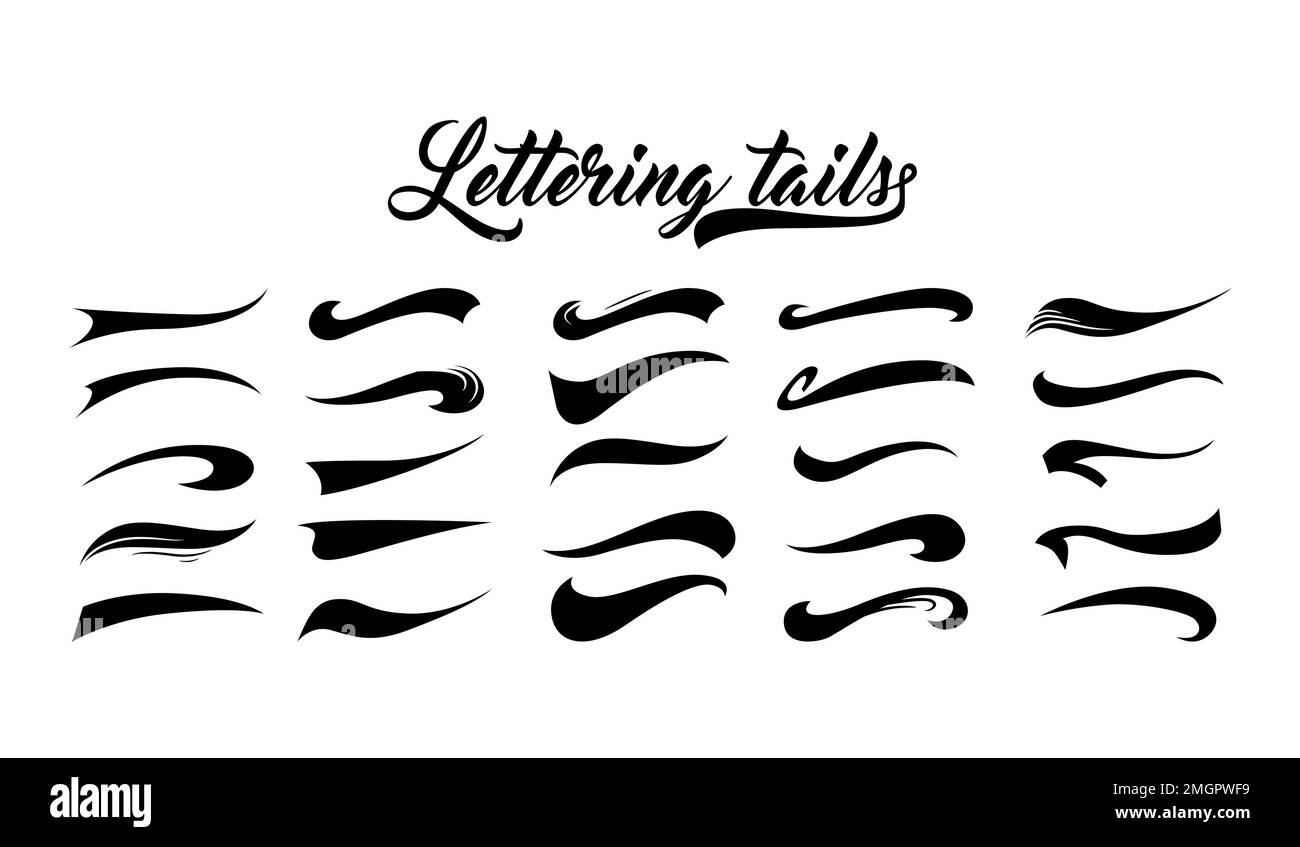 Calligraphic swoosh tail set, underline marker strockes. Sport logo ...