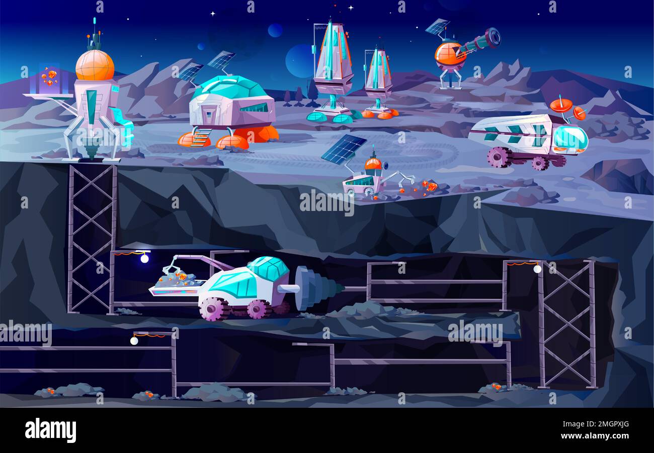 Space planet colonization vector cartoon illustration. Futuristic ...