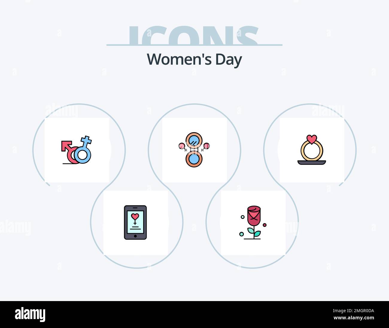 Womens Day Line Filled Icon Pack 5 Icon Design. women. feminism. eight ...