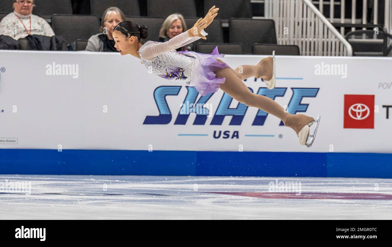 San Jose, USA. 25th Jan, 2023. Sherry Zhang placed third in the junior women's short program at ...