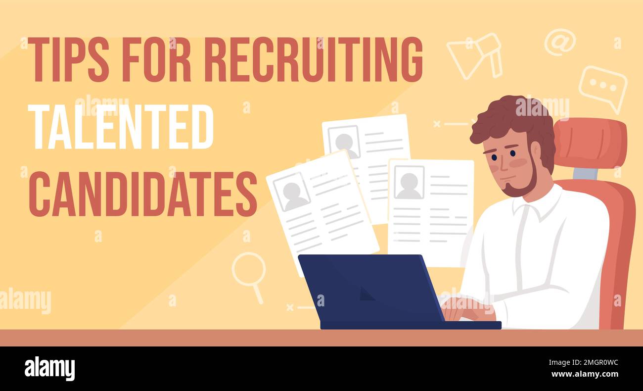 Tips for recruiting talented candidates flat vector banner template ...