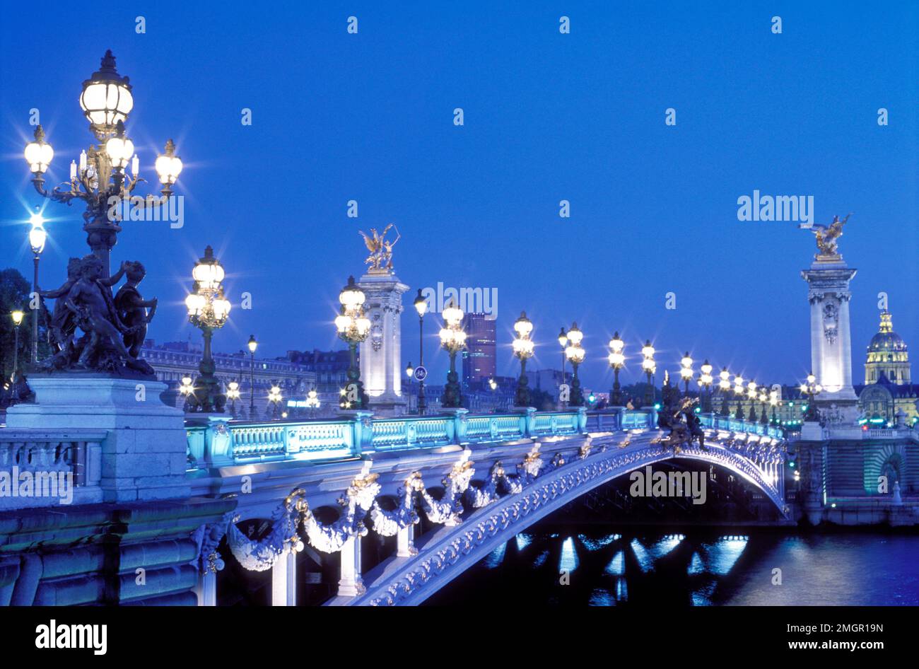 France, Paris. Pont Alexandre III illuminted at night Stock Photo - Alamy