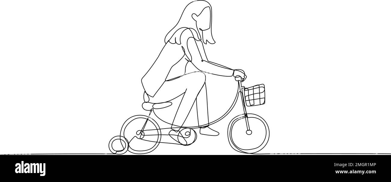 Illustration of businesswoman practice riding child bicycle with ...