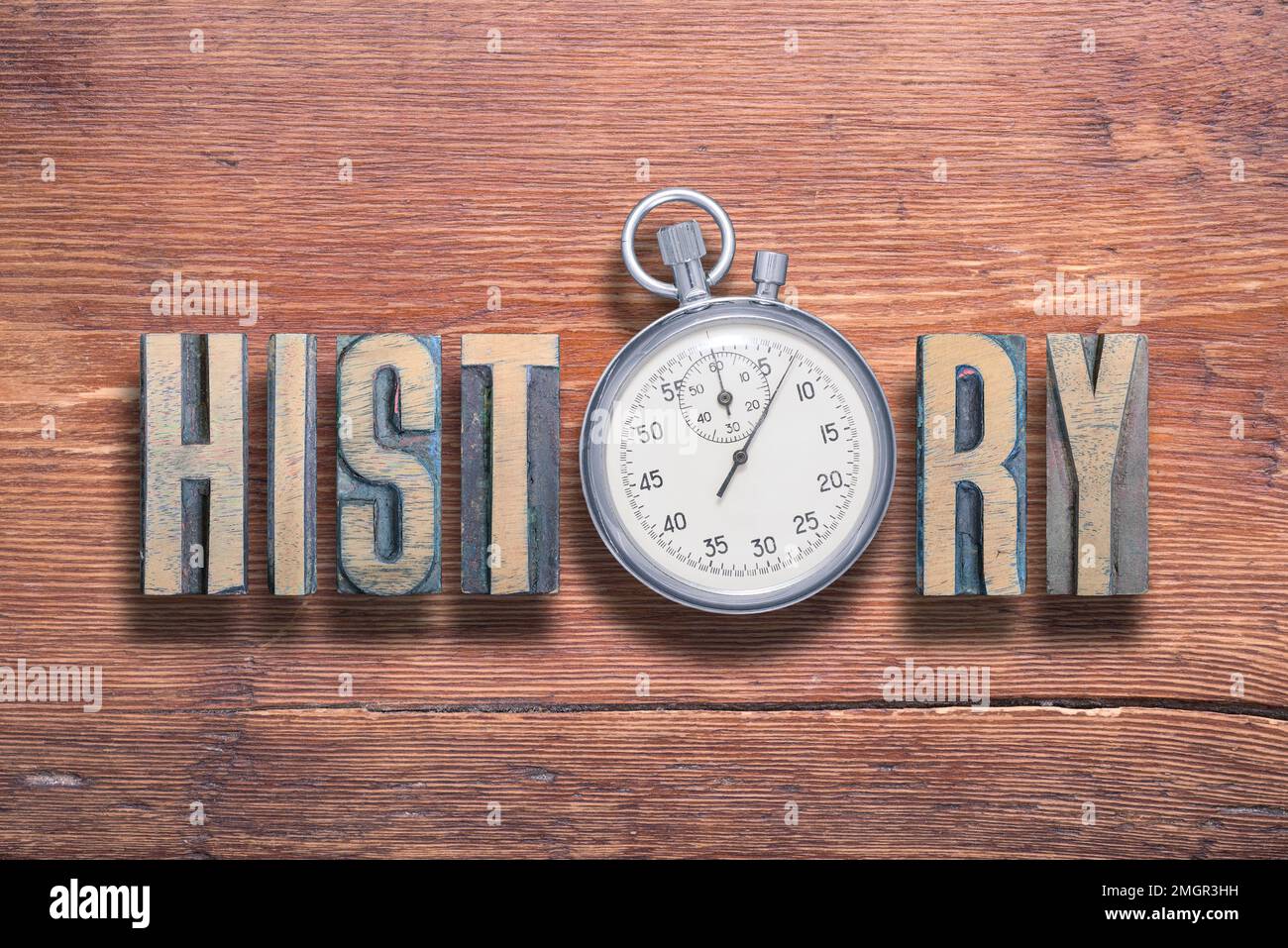 history word combined on vintage varnished wooden surface with ...