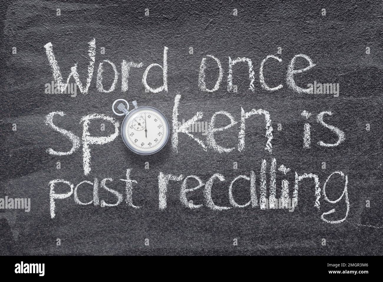 word spoken is past recalling ancient proverb handwritten on chalkboard ...