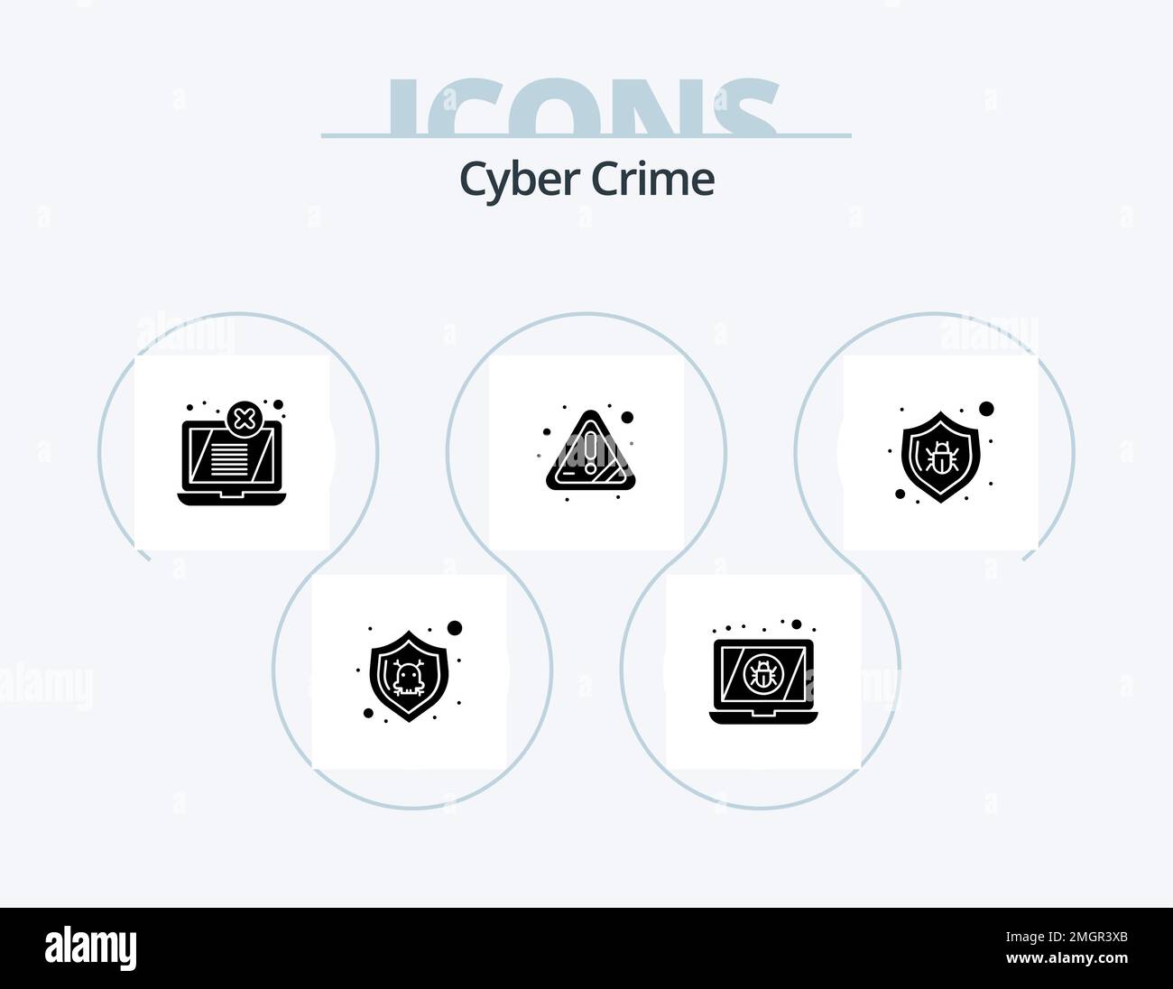 Cyber Crime Glyph Icon Pack 5 Icon Design. bug. error. display ...