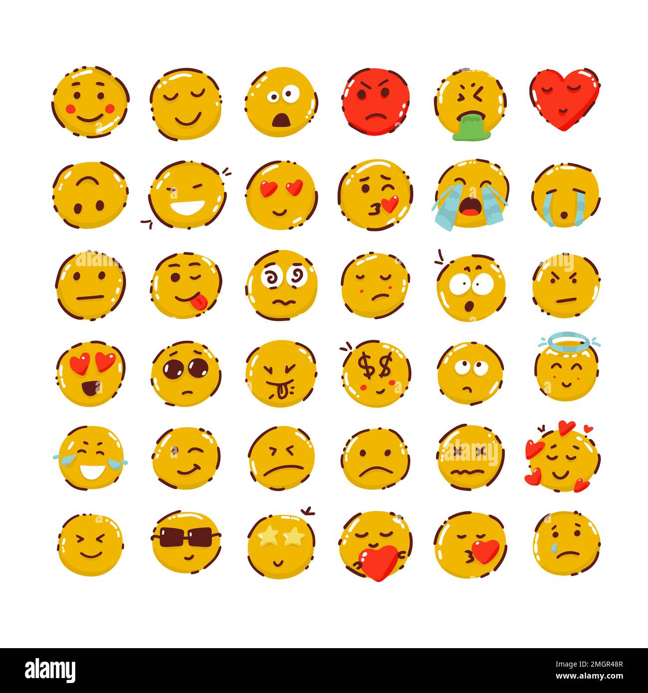 Big Set Of Emoticon Smile Icons Cartoon Emoji Set Vector Emoticon Set